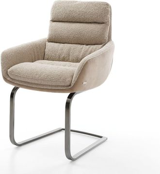 DELIFE Freischwinger Abelia-Flex mit Armlehnen Materialmix Schlamm Freischwinger flach Graphit, Esszimmerstühle