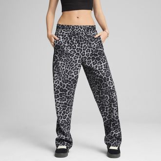 Puma Pantalon droit &agrave; motif int&eacute;gral T7 LEO LUXE Femme, V&ecirc;tements, Noir, L
