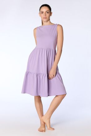 Leela Cotton Damen vegan Kleid Ger&uuml;scht Lila