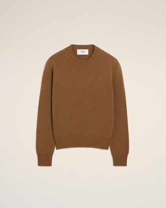 Ami Pull Marron Col Rond Ami De Coeur En Cachemire Noisette - XXL - Homme