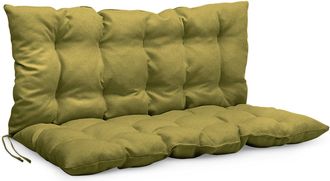 MG Design Bankauflage 120 x 50 x 50 cm Kissen grün - Sitzkissen & Rückenkissen aus Polsterstoff, mit weicher Füllung, mit Schnüren zum Binden - Gartenbankauflag