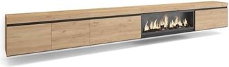 Skraut Home | TV-Schrank, Lowboard | f&uuml;r Wohnzimmer und Esszimmer | 368x45x35 | Elektrokamin XXL | H&auml;ngend | Moderner Stil | Eiche