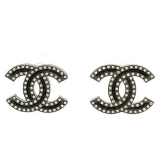 Chanel Ohrringe - NEUE CHANEL CC LOGO GRAUE & STRASS STECKER 2021 - Gr. unisize - in Grau - f&uuml;r Damen