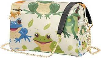 Mnsruu Sacs à bandoulière en cuir pour femme, motif grenouilles, animaux de dessin animé, sac à main