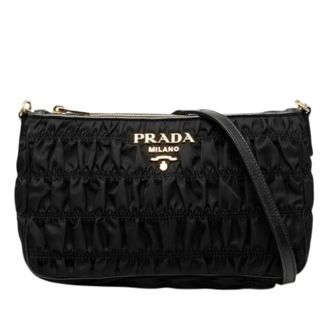 Prada Pre-owned Sac bandouli&egrave;re en nylon et cuir - Femme - Pre-owned - Noir - Taille: ONE Size