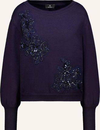 Monari Monari Pullover Mit Schmucksteinen Und Pailletten blau