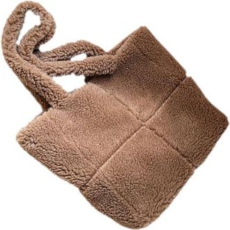 IFUNDOM Paquet Fourre-Tout en Peluche Duveteux Grosse Capacit&eacute; Couleur Caf&eacute; Paquet Bandouli&egrave;re Moelleux pour Femmes Plage