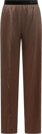 Tom Ford Femme, Pantalons, Brun, Taille: 38 FR Stretch Silk Satin PJ Pants