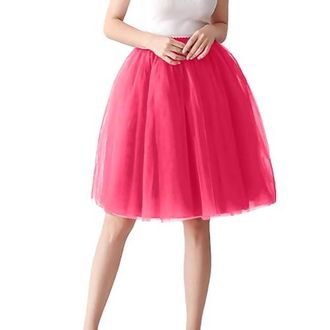 Generic Jupe en tulle pour femme - L&eacute;g&egrave;rement opaque - Avec taille haute &eacute;lastique - &Eacute;l&eacute;gante - Couleur unie - Jupe midi rockabilly - Jupe midi - Pour carnava