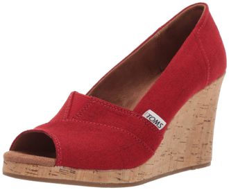Toms Damen Classic Wedge Sandalen mit Keilabsatz, Red, 38.5 EU