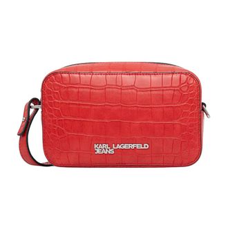 Karl Lagerfeld Krokodil-Effekt Umh&auml;ngetasche - - Bags - Damen - Rot - ONE SIZE