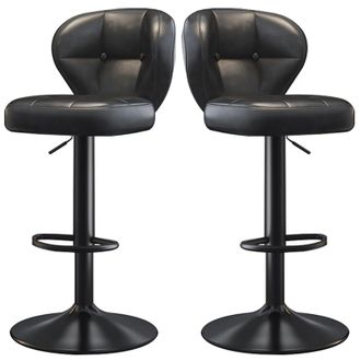 Generic 2Er-Set Drehbare Barhocker Aus Pu-Leder (62-82 cm), H&ouml;henverstellbar, mit Gepolsterter R&uuml;ckenlehne, Ideal f&uuml;r K&uuml;cheninseln und Bars