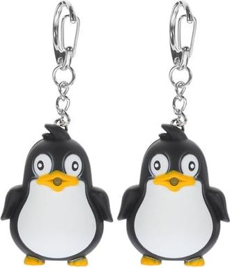 Amosfun Lot de 2 porte-clés pingouin avec éclairage LED et son - Noir - Pendentif pingouin - Porte-clés - pour enfants, Noir, 3.7 * 2.8 * 4,7 cm