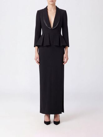Elisabetta Franchi Robe longue fourreau en cr&ecirc;pe avec col ch&acirc;le