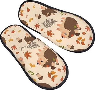 Generic Pantoufles Femmes Motif mignon h&eacute;risson et champignon Antid&eacute;rapant Chaussons Homme Chaud &eacute;l&eacute;gant Maison Pantoufles Adulte Homme L