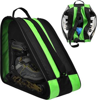 Generic Rollschuh-Tasche, ideal f&uuml;r Rollschuhe, Schlittschuhe, Rollerblade, Eishockeyschlittschuhe, Schlittschuhtasche f&uuml;r Kinder und Erwachsene, Gr&uuml;n