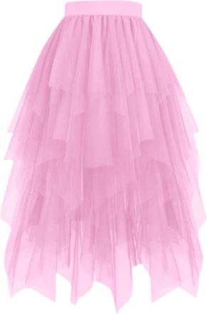 Generic T&uuml;llrock Lang Damen Gro&szlig;e Gr&ouml;&szlig;en Puffy T&uuml;t&uuml; Rock T&uuml;ll R&ouml;cke Unregelm&auml;&szlig;iger A-Linie Mit Elastische Hohe Taille Karneval Kost&uuml;m High Low Layered Puffy F