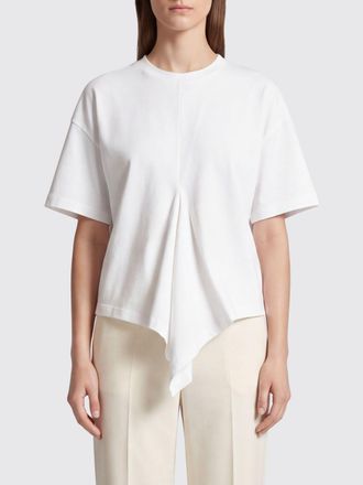 R&oacute;he T-shirt coupe d&eacute;contract&eacute;e en m&eacute;lange de coton et soie &agrave; ourlet asym&eacute;trique