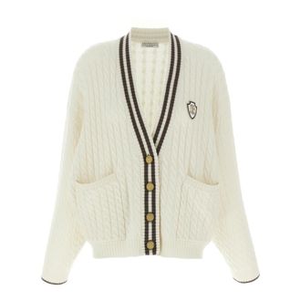 Brunello Cucinelli Femme, Pulls, Blanc, Taille: 40 FR Cardigan Torsadé en Cachemire