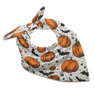 Generic Écharpe carrée en soie citrouille dHalloween légère écharpe chauve-souris écharpe enveloppements pour cheveux foulard respirant cadeaux pour femmes ho