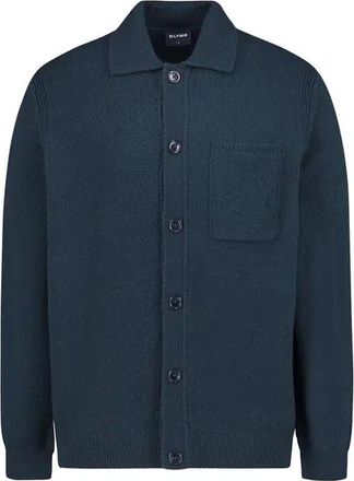 Olymp Herren Pullover blau Wolle unifarben