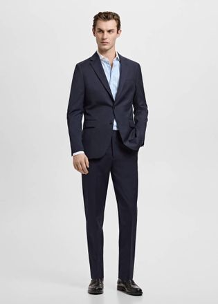 Mango Chemise costume slim-fit en imprim&eacute; ray&eacute; bleu ciel - Homme - XXL - MANGO MAN