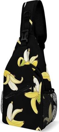 Generic Sacoche Homme Bandouliere Banane jaune &agrave; motif noir amusant Durable Sac De Poitrine Antivol Sac &agrave; Dos De Voyage pour Randonn&eacute;e &eacute;cole Camping