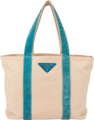 Prada Crossbody Bags - Prada Classic Big Triangle Beach Handbag - Gr. unisize - in Beige - f&uuml;r Damen