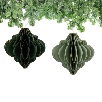 Matches 21 Weihnachtsdeko Ornamente zum Aufhängen Grüntöne 6er Set - 15 cm Papier Weihnachtsbaumschmuck