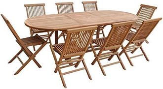 Happy Garden Salon de Jardin en Teck Lombok - Table Ovale Extensible - 8 Places