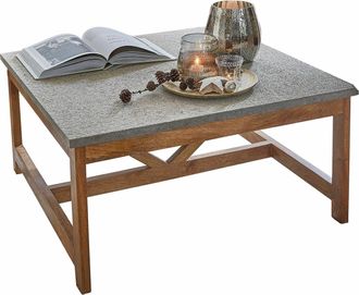 Loberon Couchtisch Pliquentis, Einzigartiger Materialmix, Naturbelassene Granitoberfl&auml;che, Zeitlos Sch&ouml;n, Sofatisch, Wohnzimmertisch, Mangoholz, grau/braun