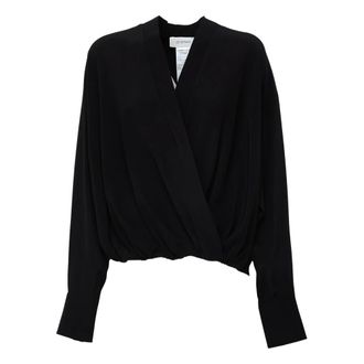 Sportmax Blouse en soie &agrave; construction crois&eacute;e - Femme - Blouses et Chemises - Noir - Taille: 38 FR