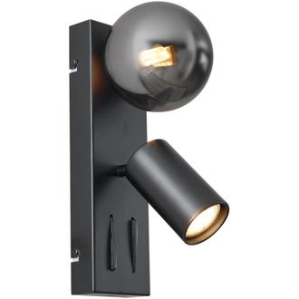 QAZQA Moderne Wandleuchte schwarz 2-flammig neigbar mit USB-C-Anschluss - Lesly