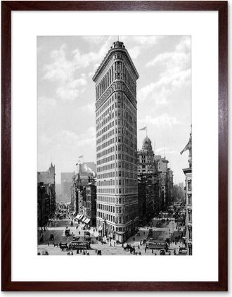 Wee Blue Coo FLAT IRON BUILDING NY 1903 HISTORY OLD BW PHOTO FRAMED ART PRINT PICTURE F12X355