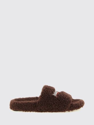 Balenciaga Mules en shearling avec logo brod&eacute;