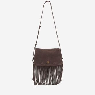 Pinko Pinko One, Two, Three Sac &agrave; bandouli&egrave;re en daim avec franges