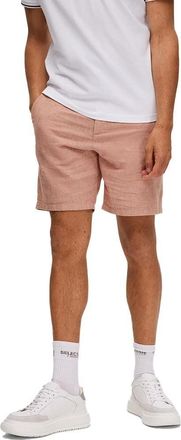 Selected SELETED HOMME Herren Slhregular-Brody Linen Shorts Noos Leinenhose, Baked Clay/Detail:Mixed W. Oatmeal, S EU