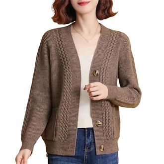 Generic Pull ample &agrave; col en V pour femme avec col en V, Caf&eacute;, XS