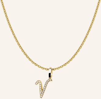 Cada Cada Kette Tiny Diamond Letter V gold