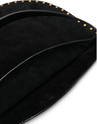 Isabel Marant Gold-Studded Calf Suede Shoulder Bag - Black