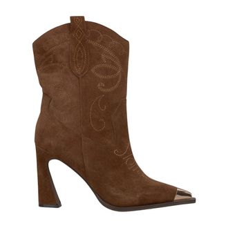 Alma En Pena Bestickter Trichterabsatz-Stiefelette - - Shoes - Damen - Braun - 40 EU