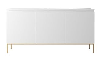 Selsey CommoIT Armoire 3 Portes 77 x 150 cm sur Pieds Dor&eacute;s Meuble IT Rangement pour Chambre &Agrave; Coucher Blanc Bemmi