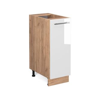 Vicco Meuble de cuisine Fame-Line, Blanc Haute brillance, 30 cm sans plan de travail Vicco