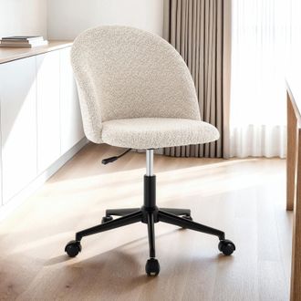 IDIMEX Bürodrehstuhl BONTHE höhenverstellbar mit Bouclé Stoffbezug, beige - Ergonomischer Schreibtischstuhl mit Rollen für Harte und weiche Böden, modern ide