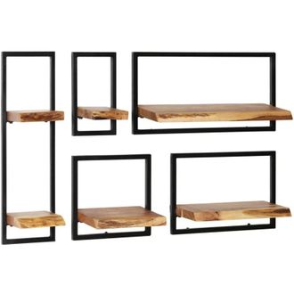 vidaXL Set détagères murales 5 pcs Bois dacacia massif et acier