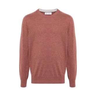 Brunello Cucinelli Roter Kaschmir Strickpullover mit Rundhalsausschnitt - - Knitwear - Herren - Rot - M