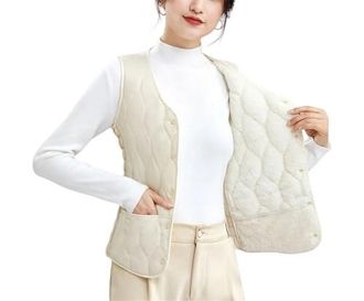 Generic Veste chaude en coton pour femme Automne Hiver Loisirs Cuello V&ecirc;tements dext&eacute;rieur Mode Col montant Cardigan Veste chaude Top Veste Manteau, blanc, 4X