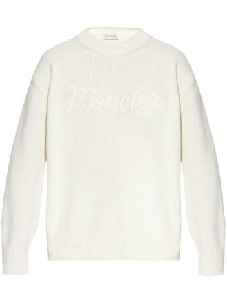 Moncler Sweatshirt mit Logo-Stickerei - Weiß