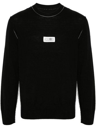 Maison Margiela pull en maille fine à numéro signature - Noir