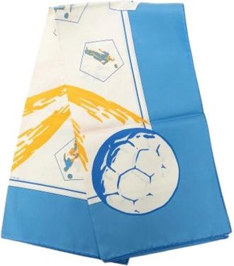 Herm&egrave;s Pre-owned Vive les Champions Silk Scarf - Femme - Pre-owned - Bleu - Taille: ONE Size